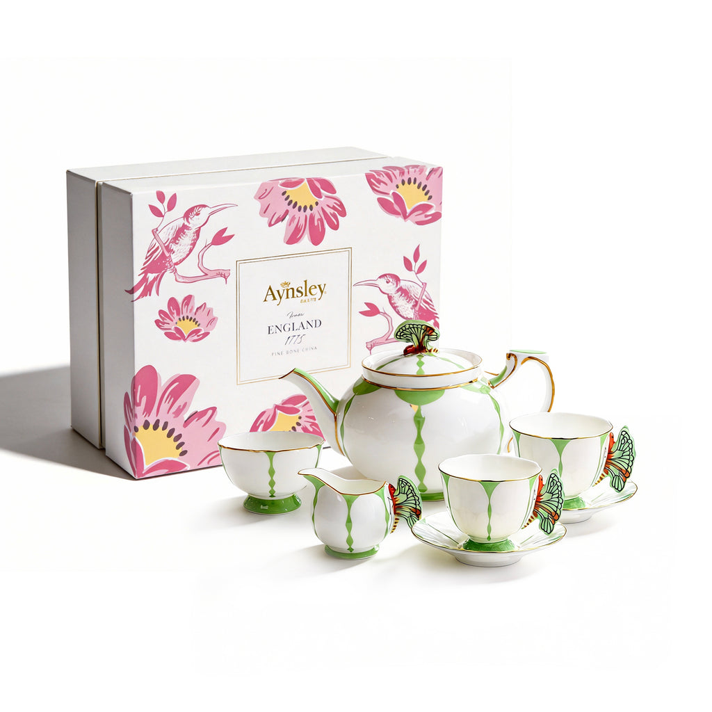 Butterfly 600ml Teapot 7 Pieces Tea Set-Green – Aynsley