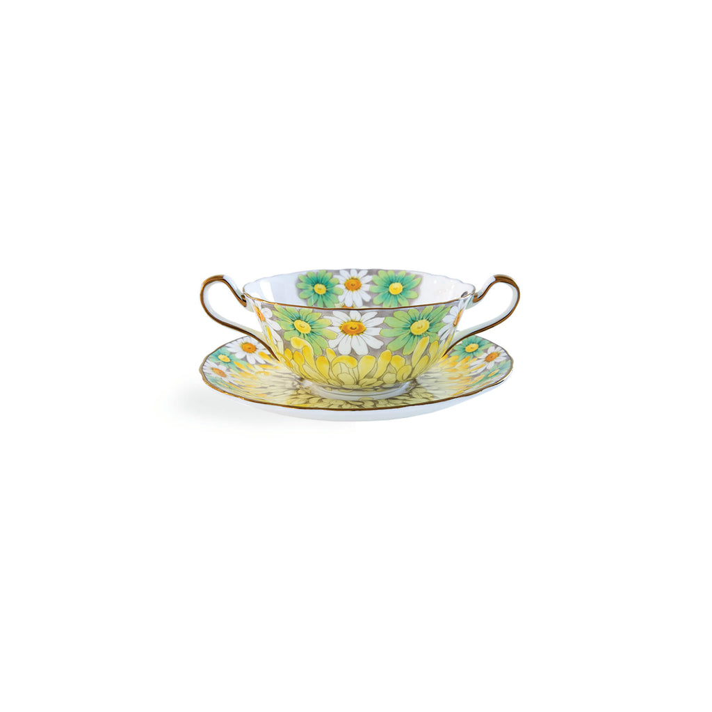 Daisy Double Handled Tea Cup and Saucer-Yellow – Aynsley